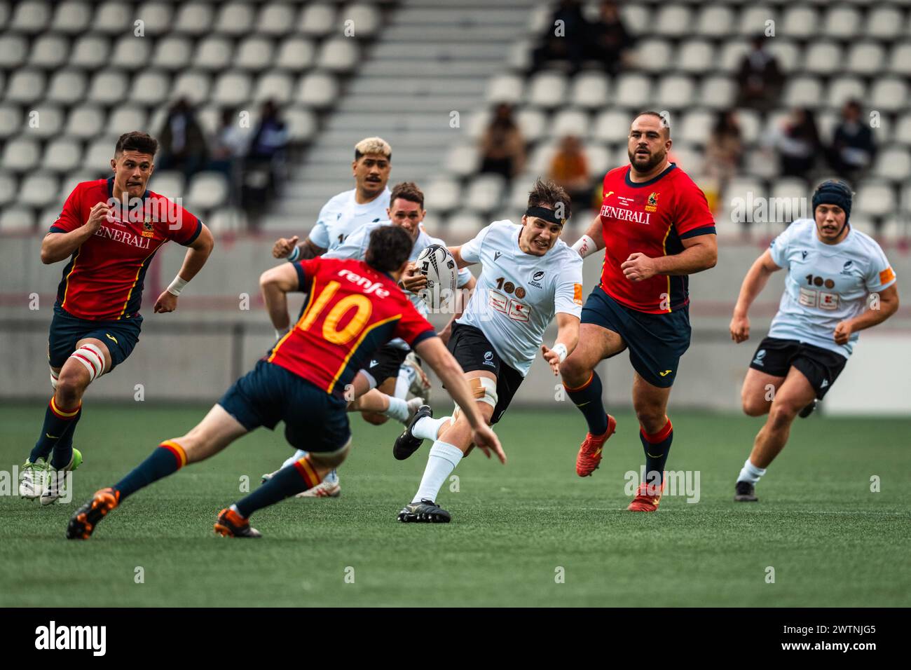 Adrian MITU of Romania and Bautista GUEMES of Spain during the Rugby ...