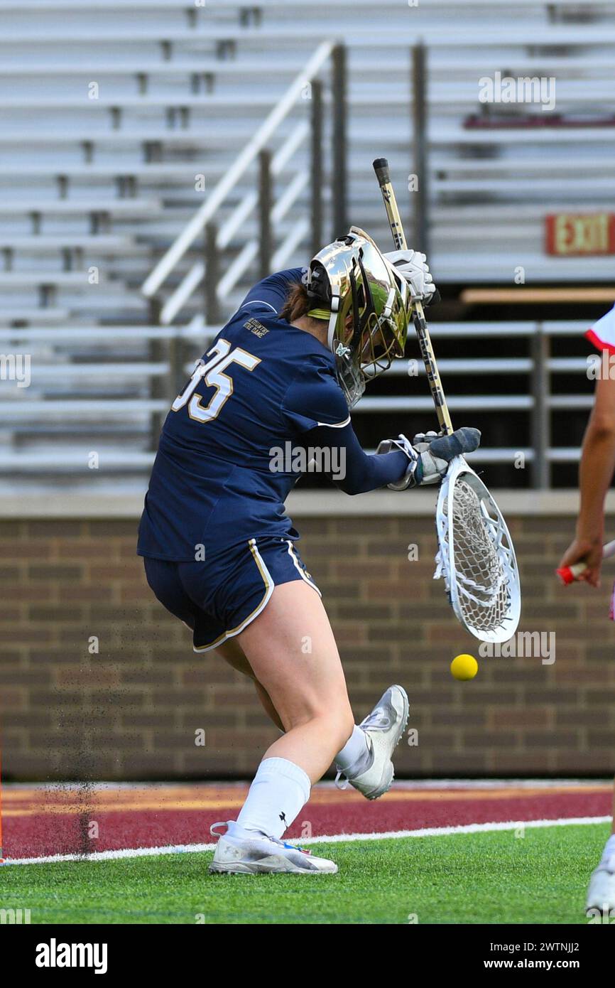 CHESTNUT HILL, MA - MARCH 16: Notre Dame Fighting Irish goalie Lilly ...