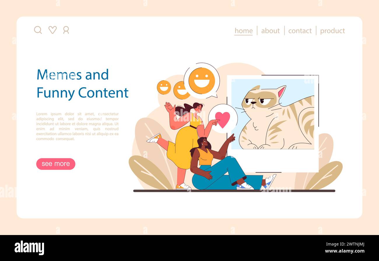 Humor in Social Media concept. Users enjoying and sharing light-hearted ...