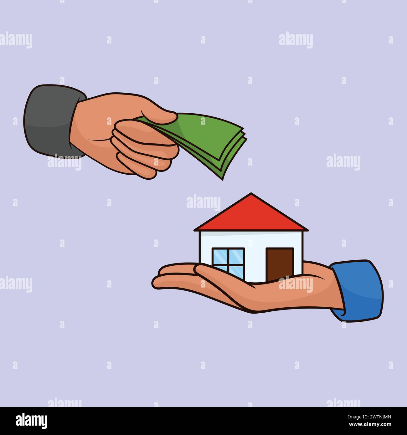Agent Hand Holding House Selling Vector Cartoon Icon Renting a House ...