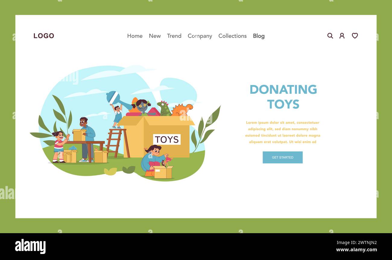 Generous playtime concept. Enthusiastic kids sort and donate toys to ...