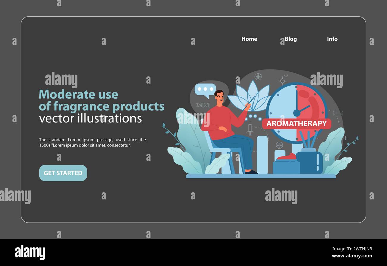 Fragrance Moderation Illustration. Man with aromatherapy products ...