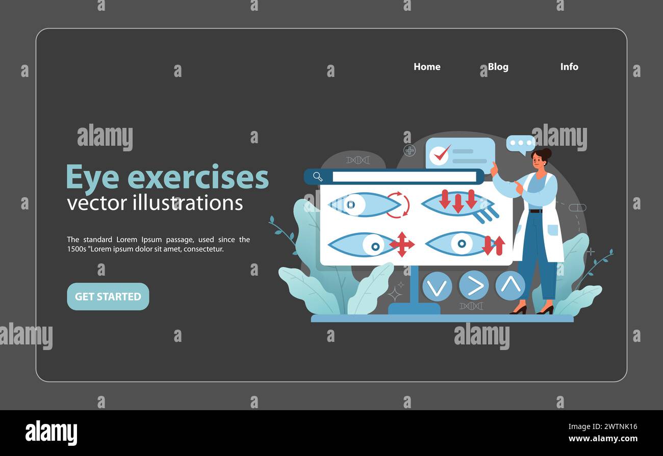 Eye Exercise Guide Illustration. A doctor recommends ocular exercises ...