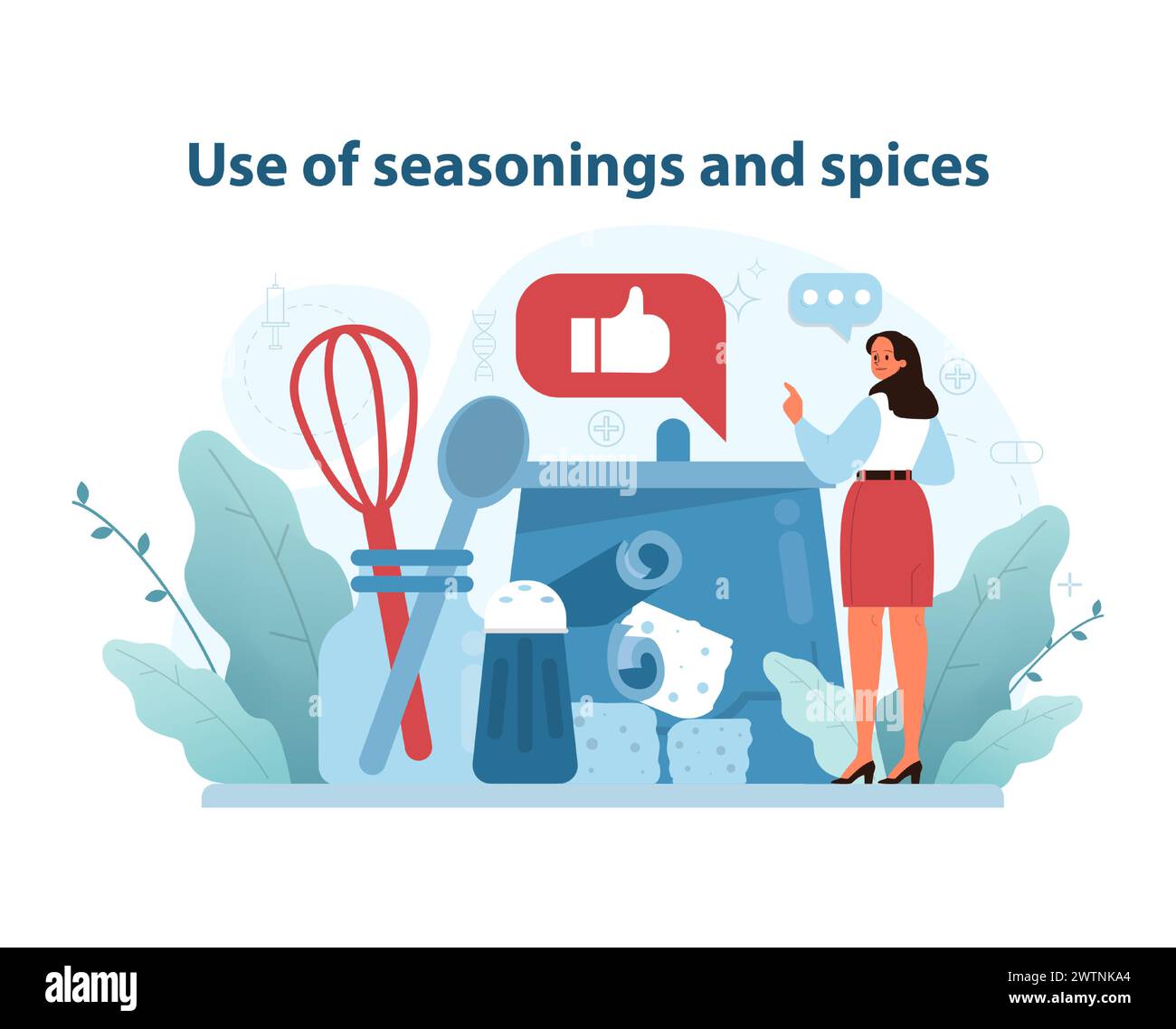 Culinary Spices and Seasonings Concept. Illustration highlights the art ...
