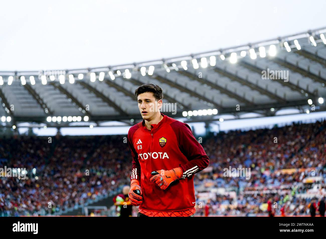 Rome, Italy. 17th Mar, 2024. Pietro Boer of AS Roma looks on during the ...