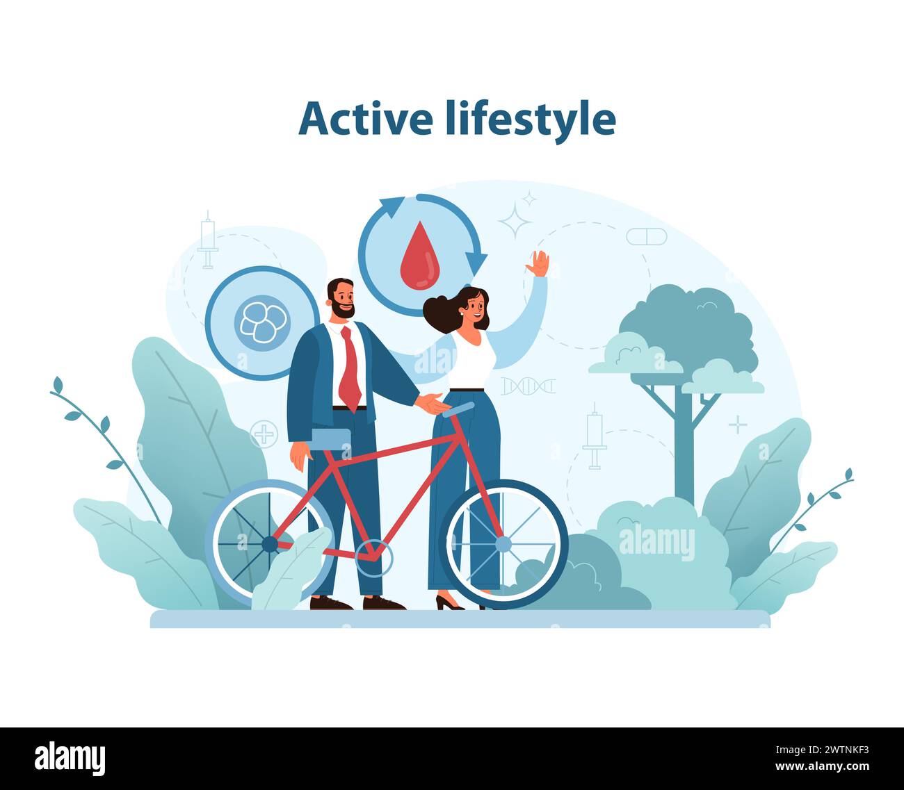 Active lifestyle. An illustration showcasing a couple promoting skin ...