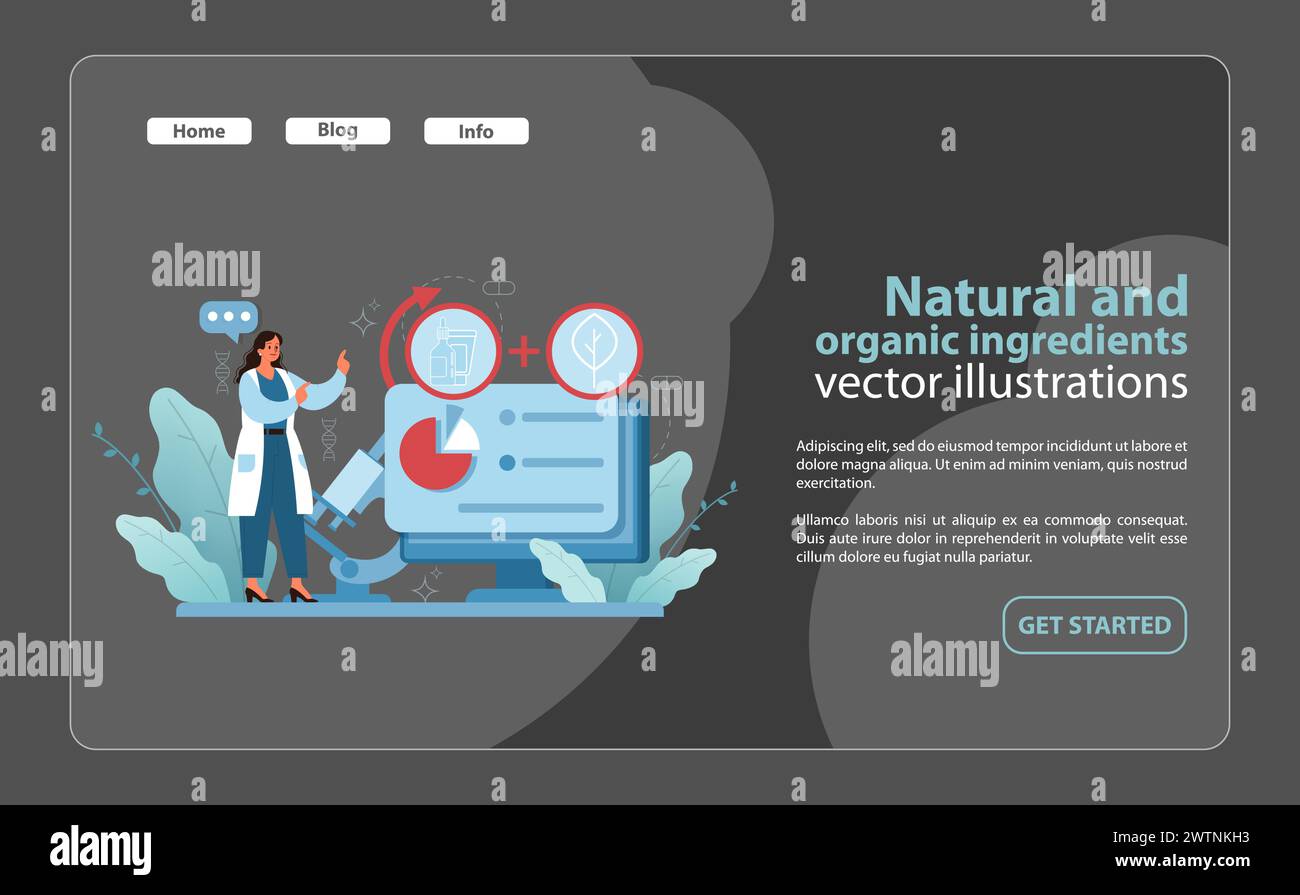 Natural and organic ingredients in skincare illustration. Harnessing botanical extracts for pure ...