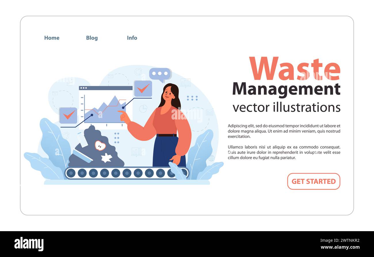 Woman analyzing data trends while highlighting efficient waste ...