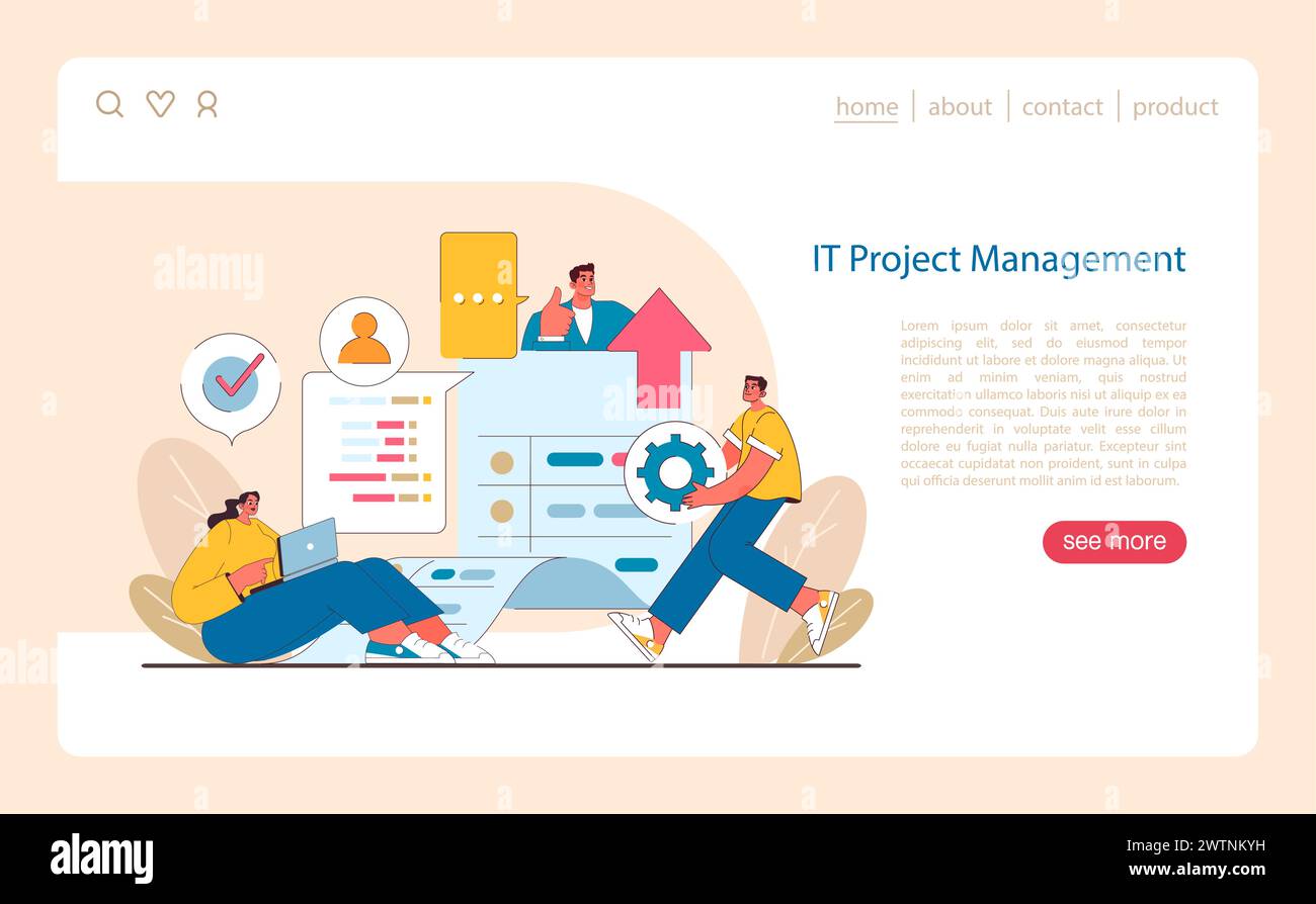 IT Project Management concept. The coordination of tasks, collaborative effort, and the gearwork ...