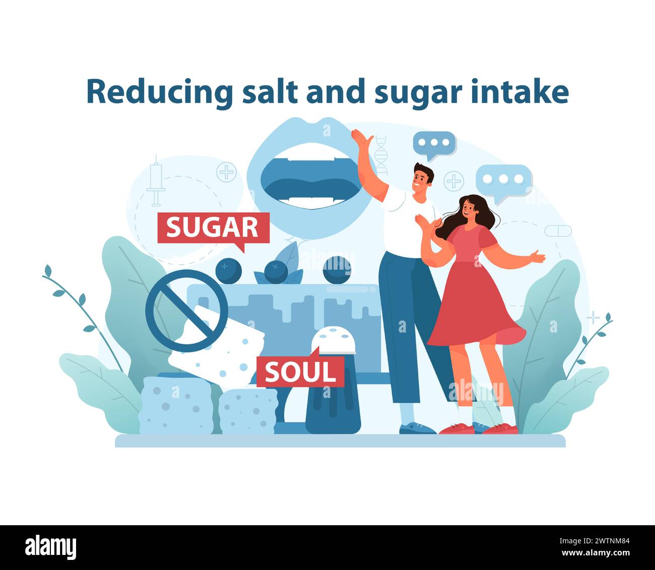 Salt And Sugar Reduction Concept Dynamic Illustration Focusing On The Positive Health Impact Of