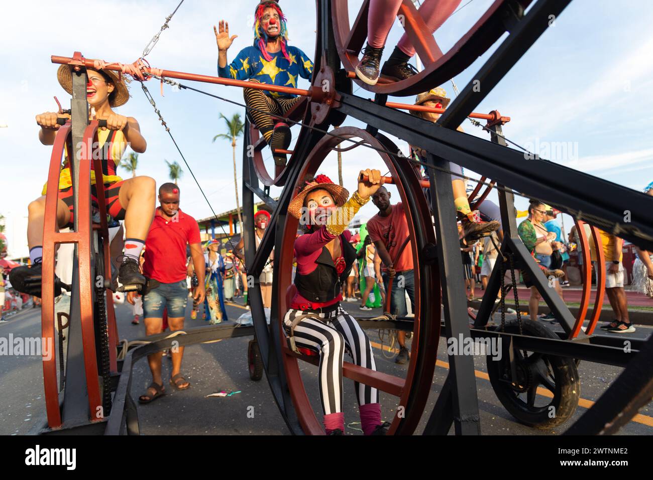 Salvador, Bahia, Brazil - February 03, 2024: Members of a circus group ...