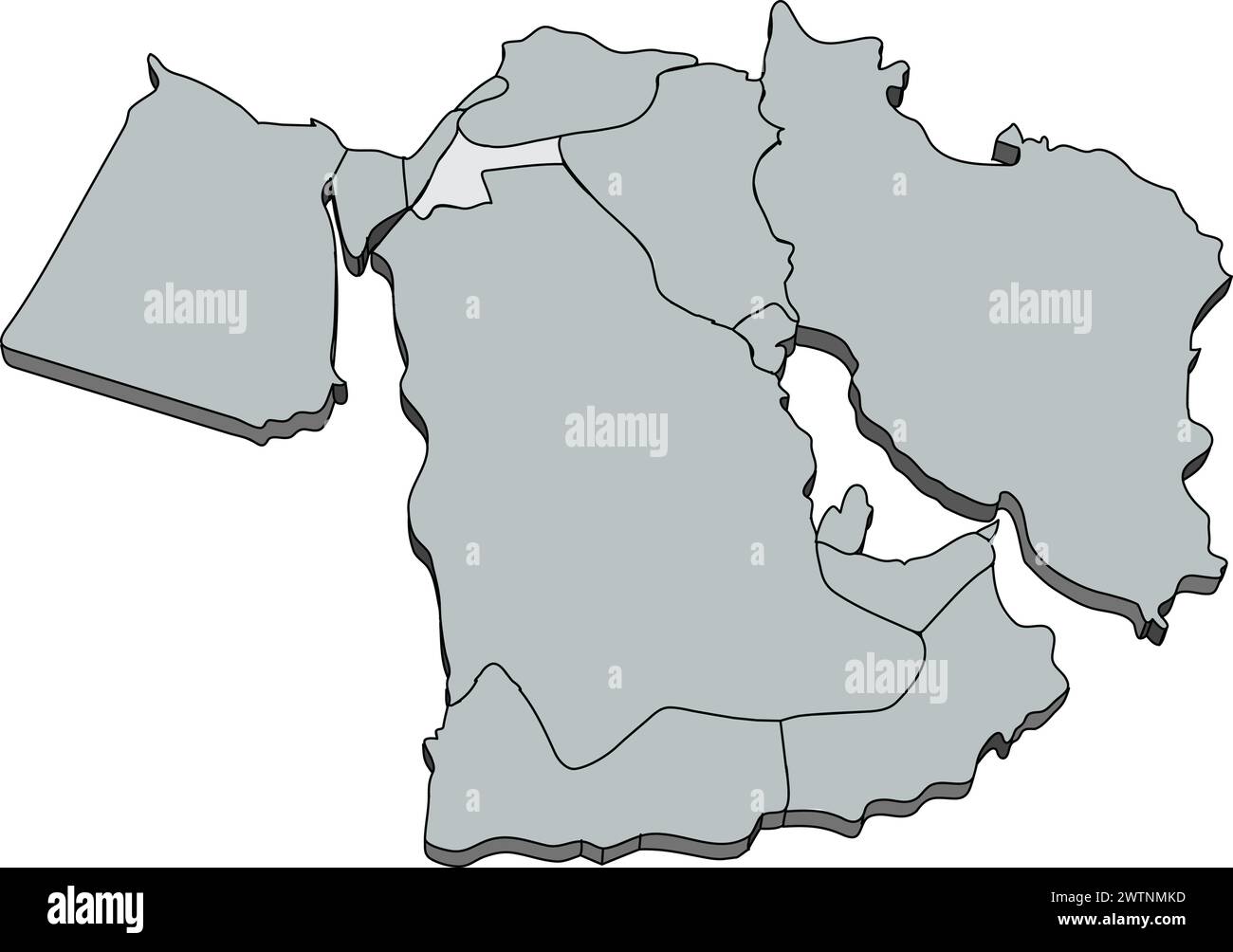 Silver map of JORDAN inside dark gray map of the Middle East Stock ...
