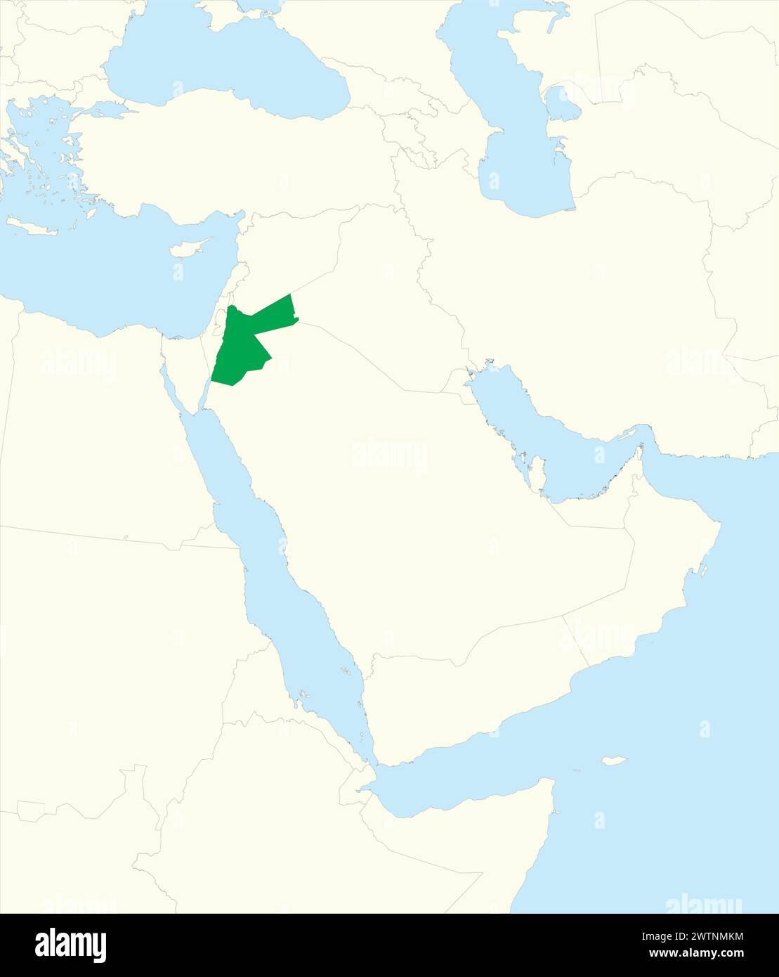 Green map of JORDAN inside beige map of the Middle East Stock Vector ...