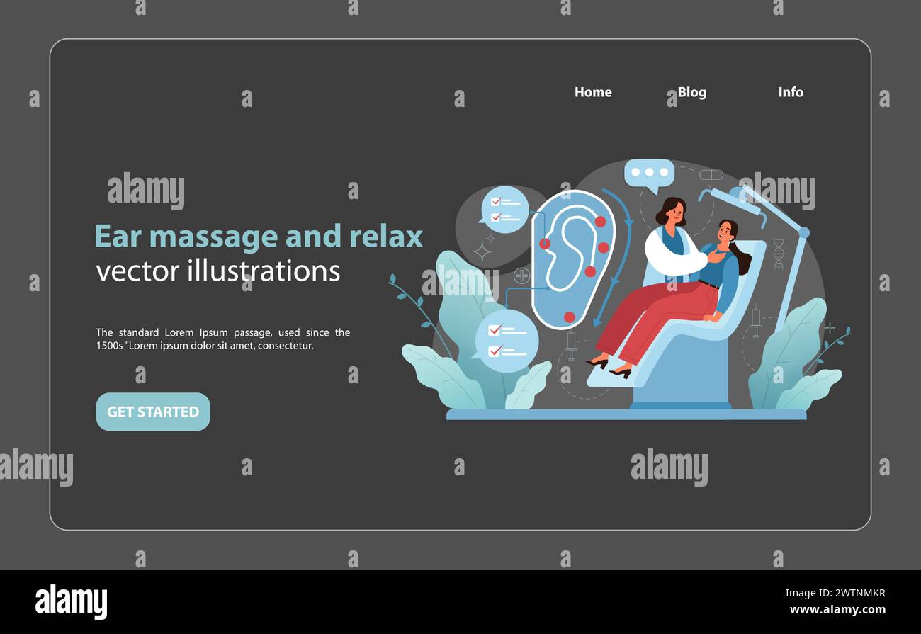 Ear Massage Therapy. A tranquil vector illustration showing a relaxing ...