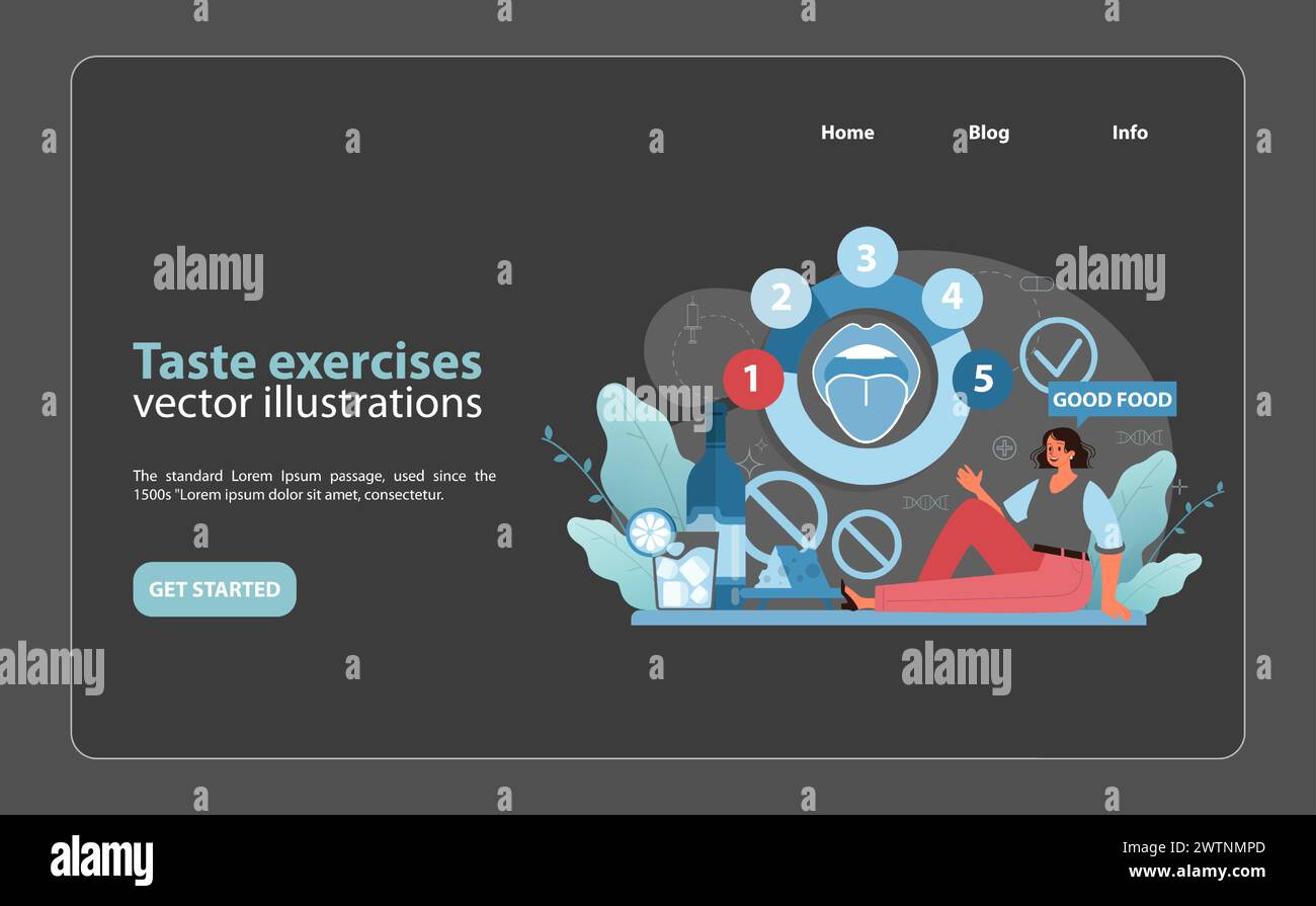 Taste Training Concept. A colorful illustration displaying a woman ...