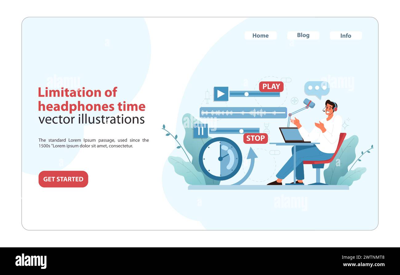 Limited Headphone Use. A detailed vector illustration demonstrating ...