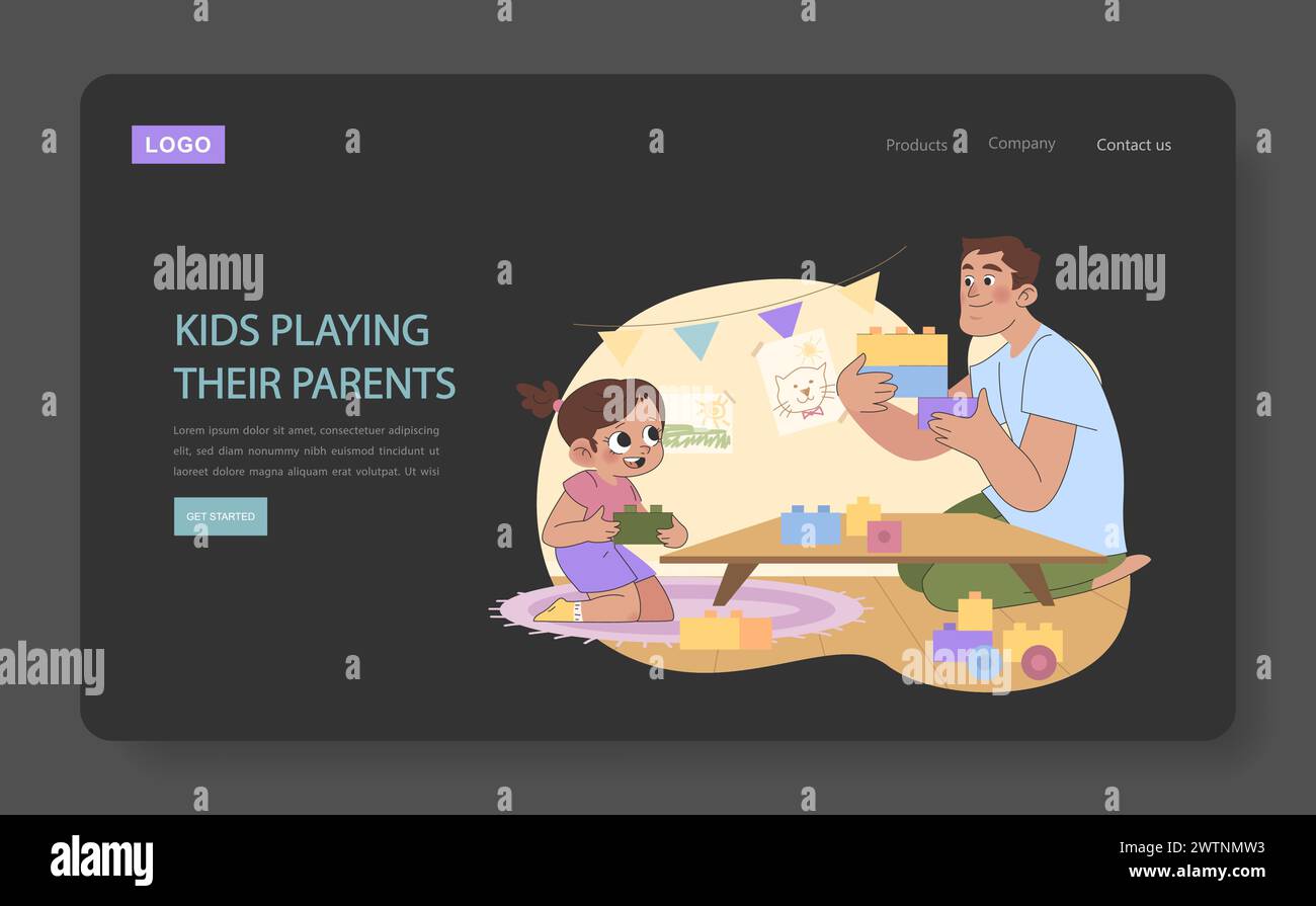 Imaginative playtime set. A child mimics being a parent in a charming ...