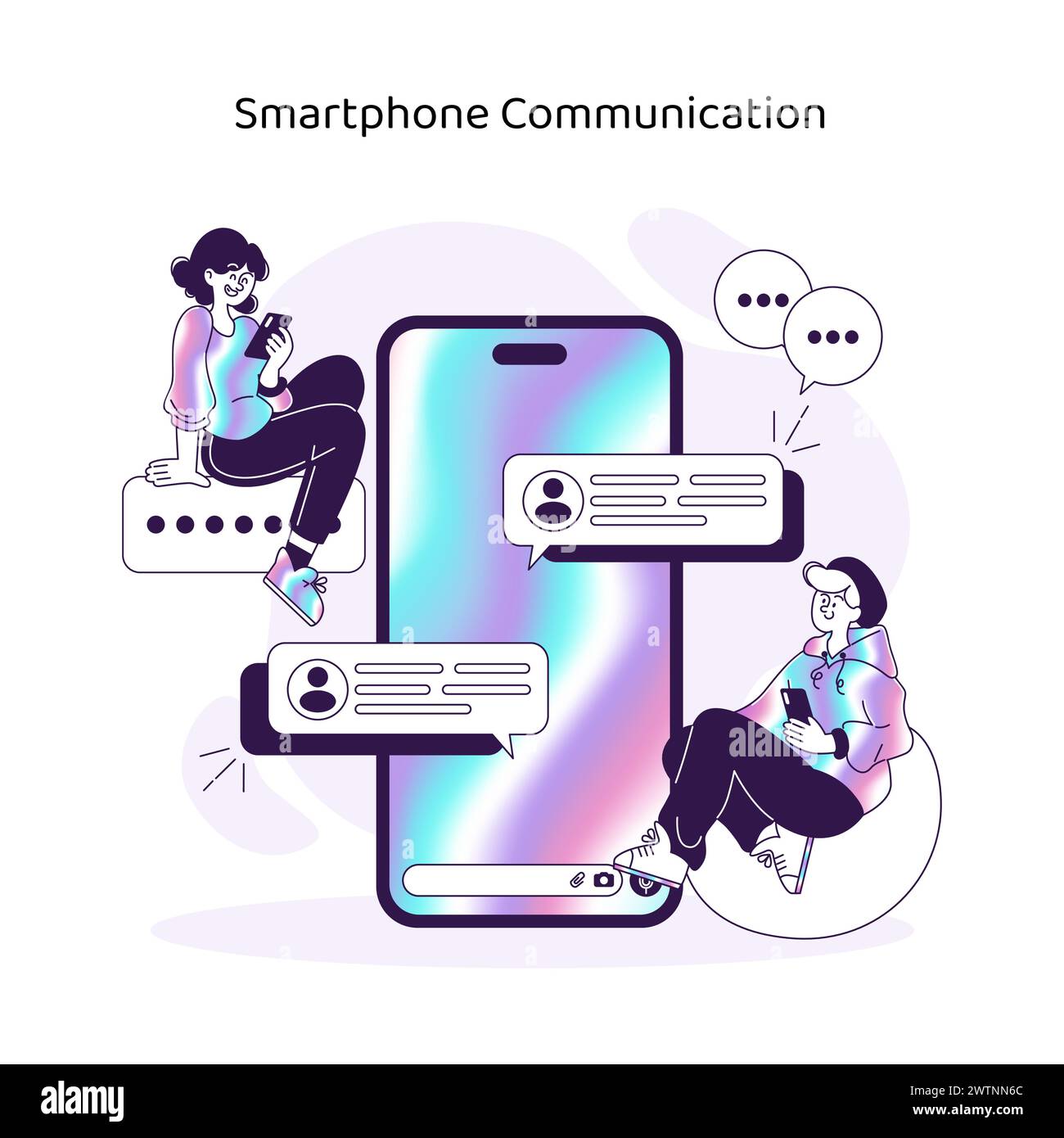 Instant Messaging Dynamics. Two people engage in digital conversation ...