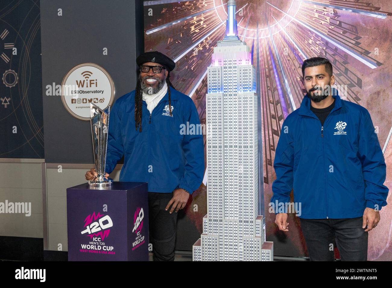 Professional cricketers Chris Gayle of West Indies and Ali Khan of team ...