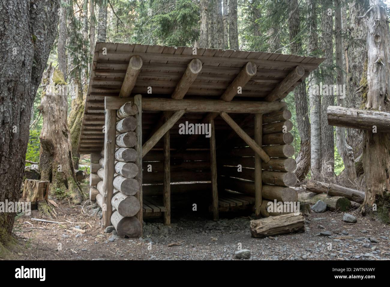 Rustic Shelter along Hiking Trail in Olympic National Park provides ...