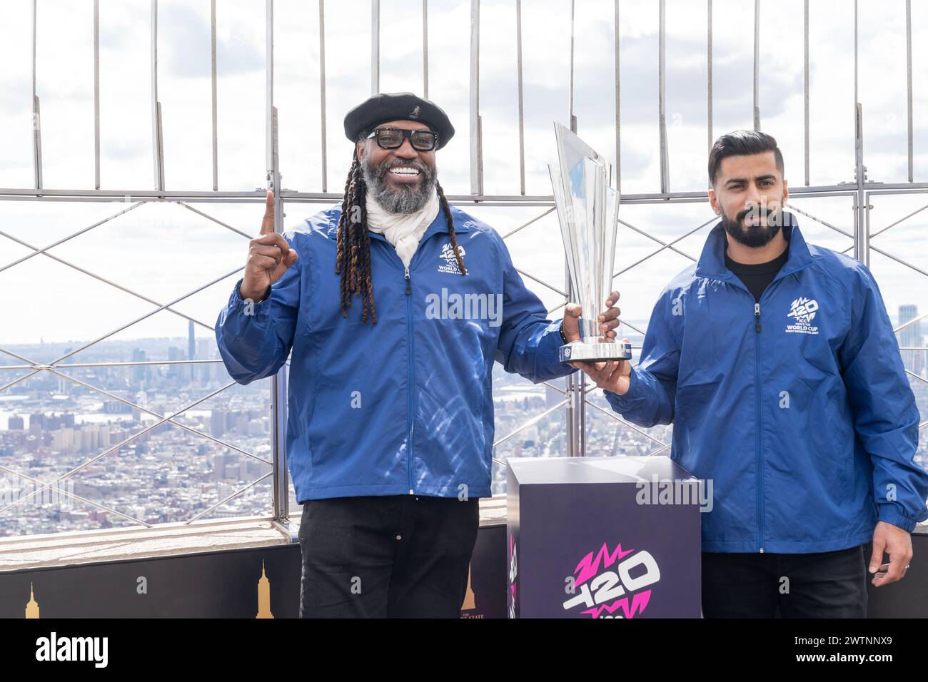 Professional cricketers Chris Gayle of West Indies and Ali Khan of team ...