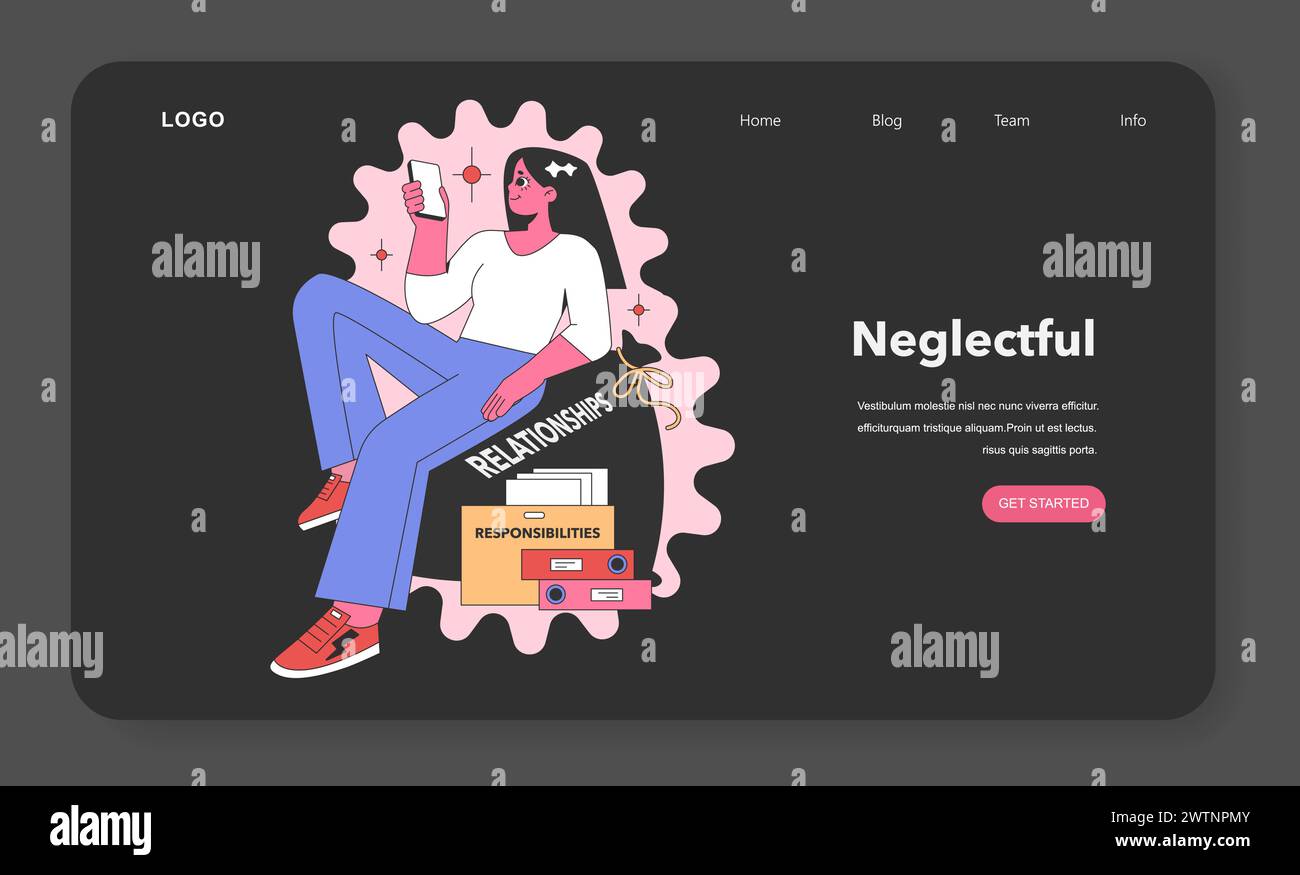 Neglectful Personality depiction. A figure engrossed in a phone ...