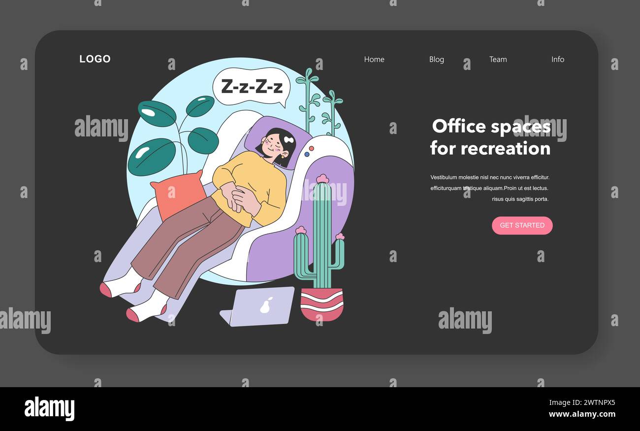 Home office relaxation concept. Young woman takes a snooze on comfy ...