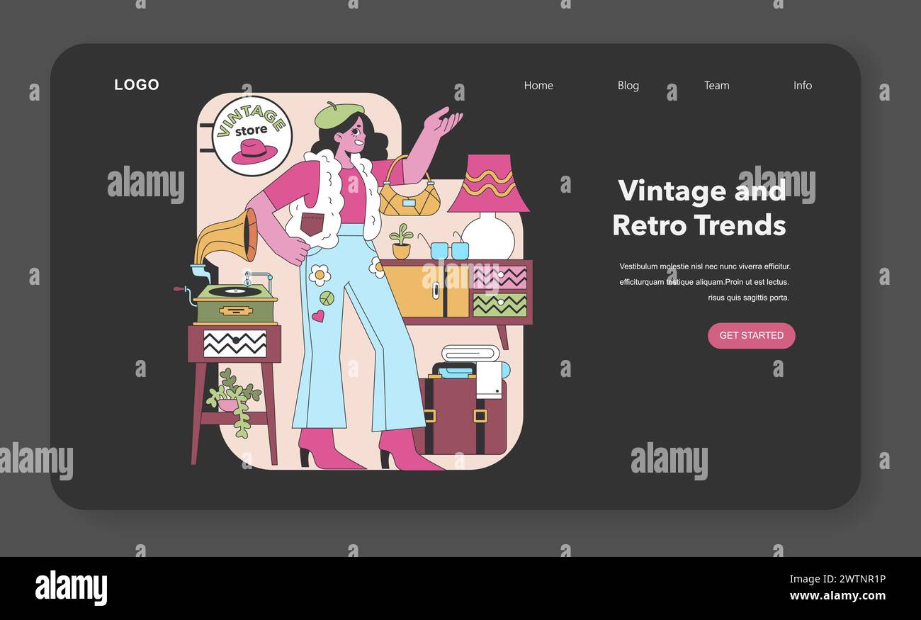 Retro chic revival. Fashion enthusiast in a vintage outfit admires a ...