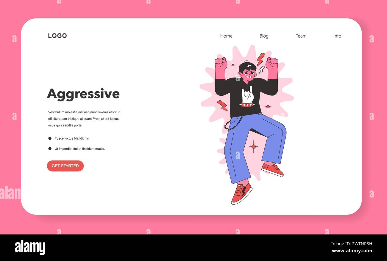 Aggressive Personality portrayal. An animated character in a dynamic ...