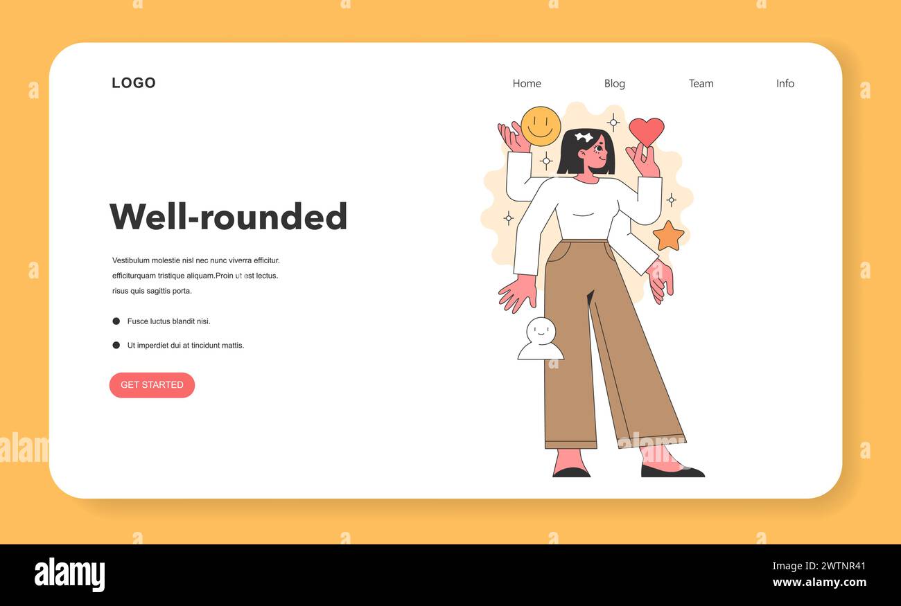 Expressive vector illustration portrays a well-rounded individual ...
