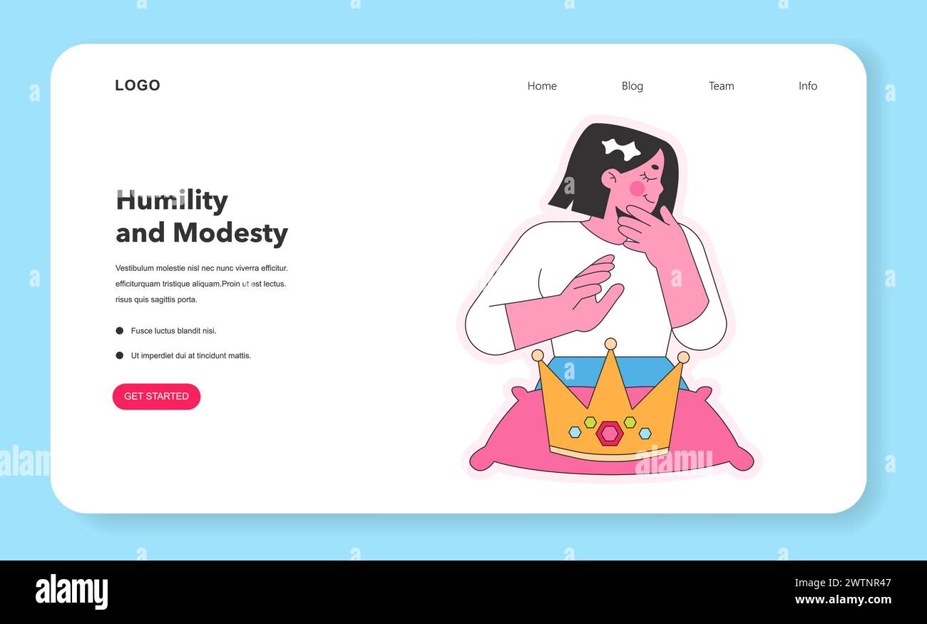 Humility and Modesty concept. Reflective woman with a crown at her side ...