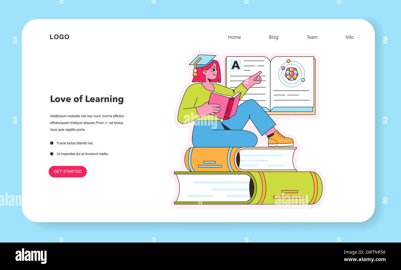 Love of Learning concept. Scholar perched on books engaging with ...