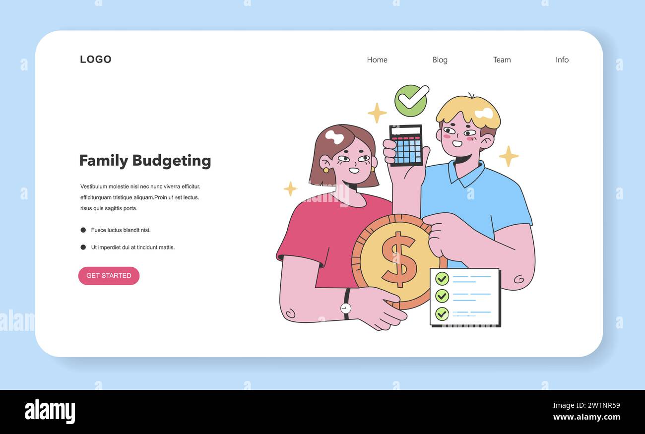Family Budgeting concept. Smart finance management with savings and cost tracking. Household ...