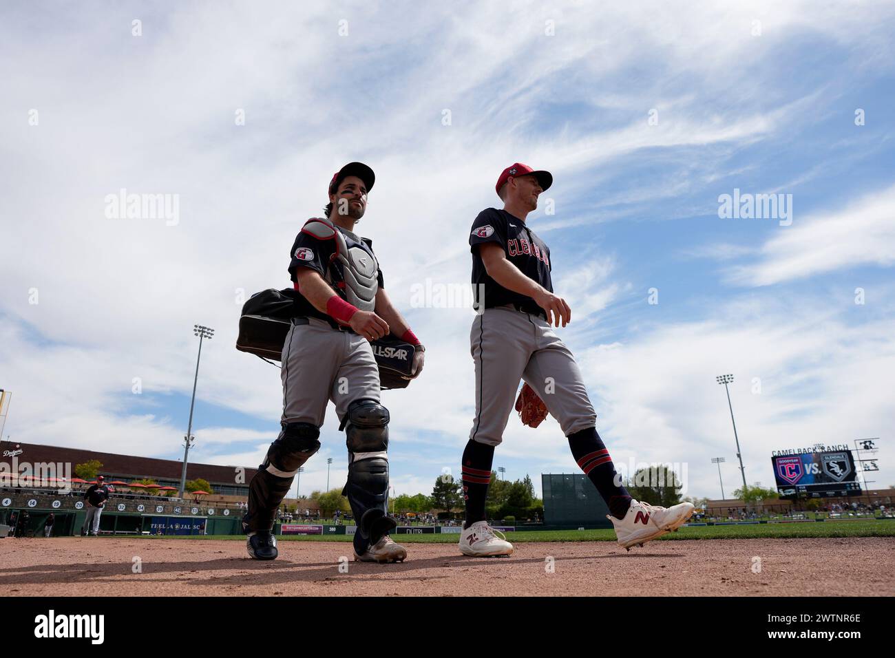 Cleveland Guardians starting pitcher Tanner Bibee, right, and Guardians ...