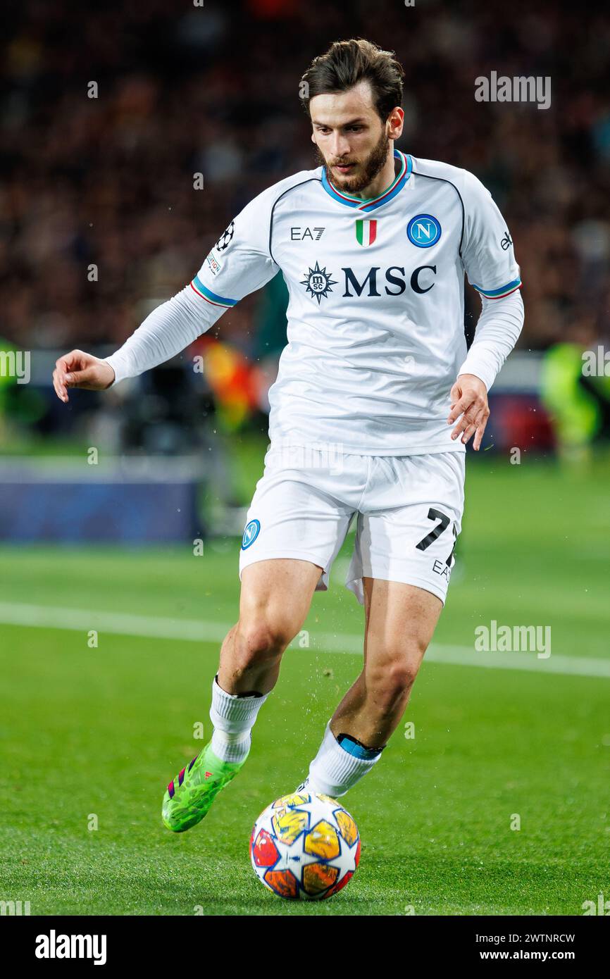 Barcelona, Spain. 12th Mar, 2024. Kvaratskhelia in action during the ...