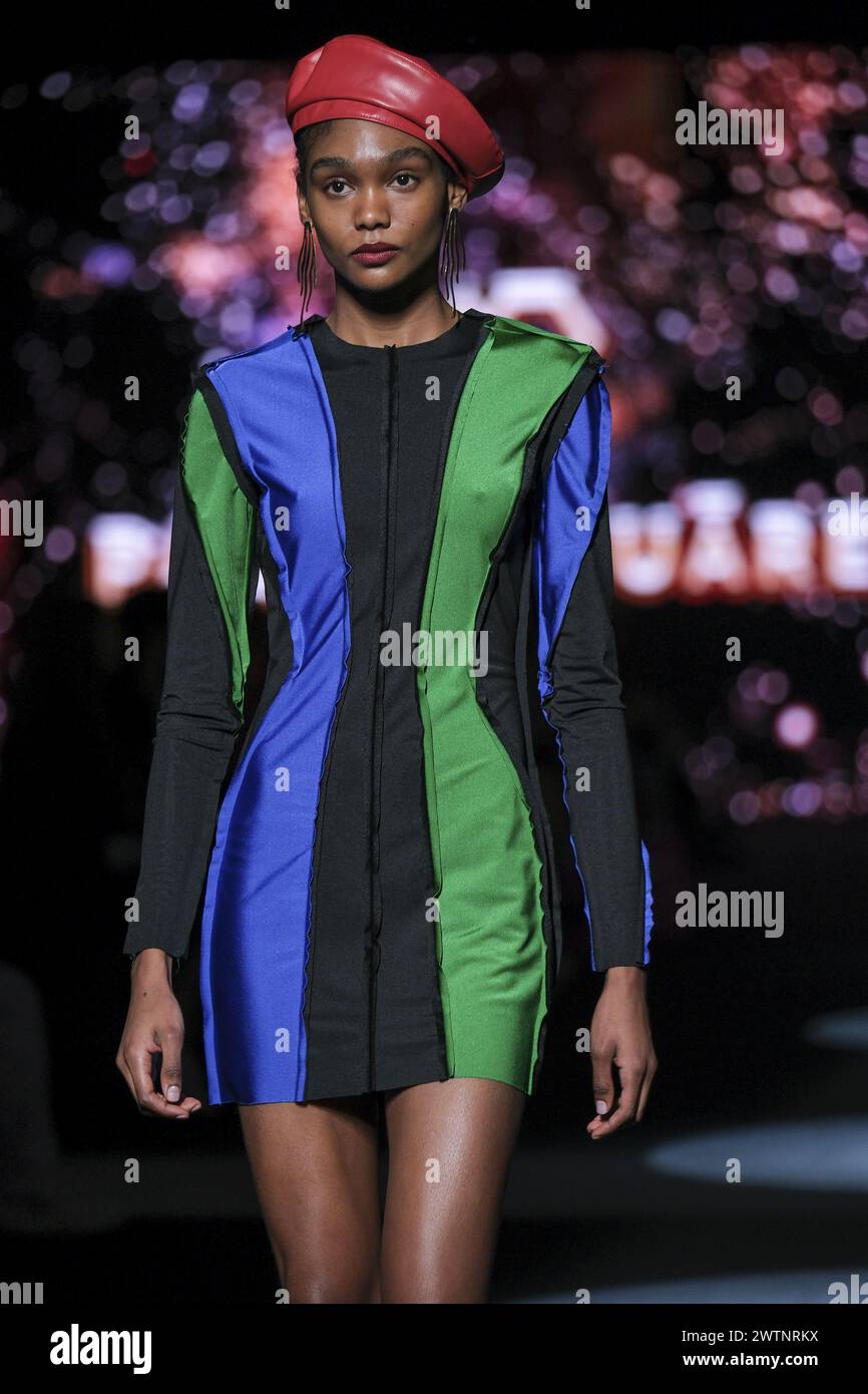 parades with Paloma Suarez design during Mercedes Benz Fashion Week ...
