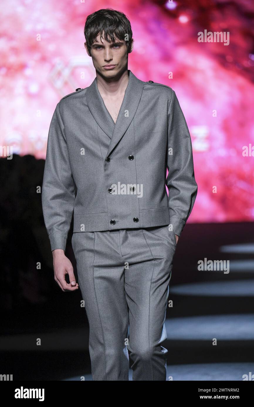parades with Paloma Suarez design during Mercedes Benz Fashion Week ...