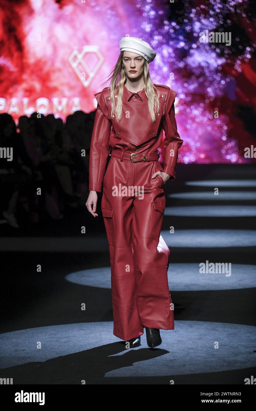 parades with Paloma Suarez design during Mercedes Benz Fashion Week ...