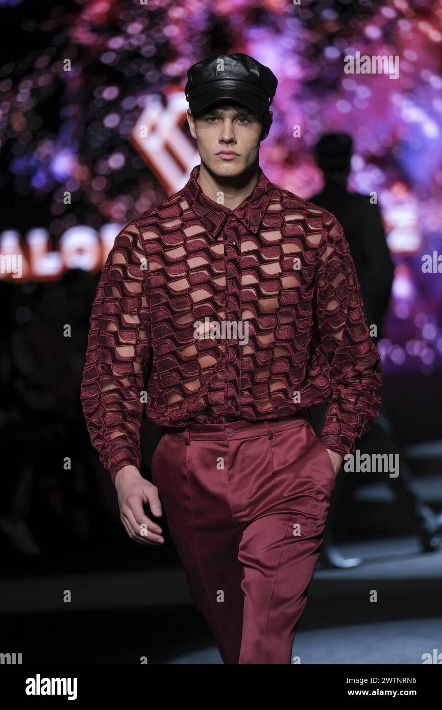 parades with Paloma Suarez design during Mercedes Benz Fashion Week ...