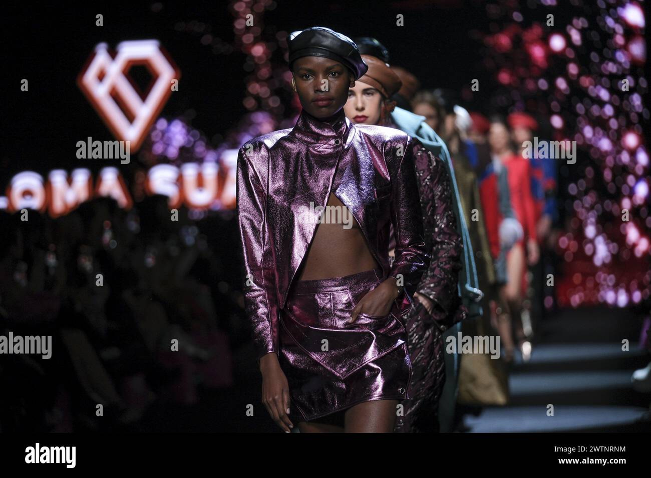 parades with Paloma Suarez design during Mercedes Benz Fashion Week ...