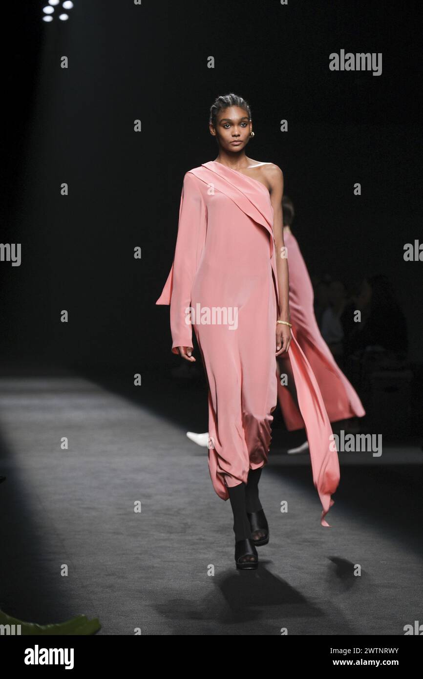 parades with ROBERTO TORRETTA design during Mercedes Benz Fashion Week ...