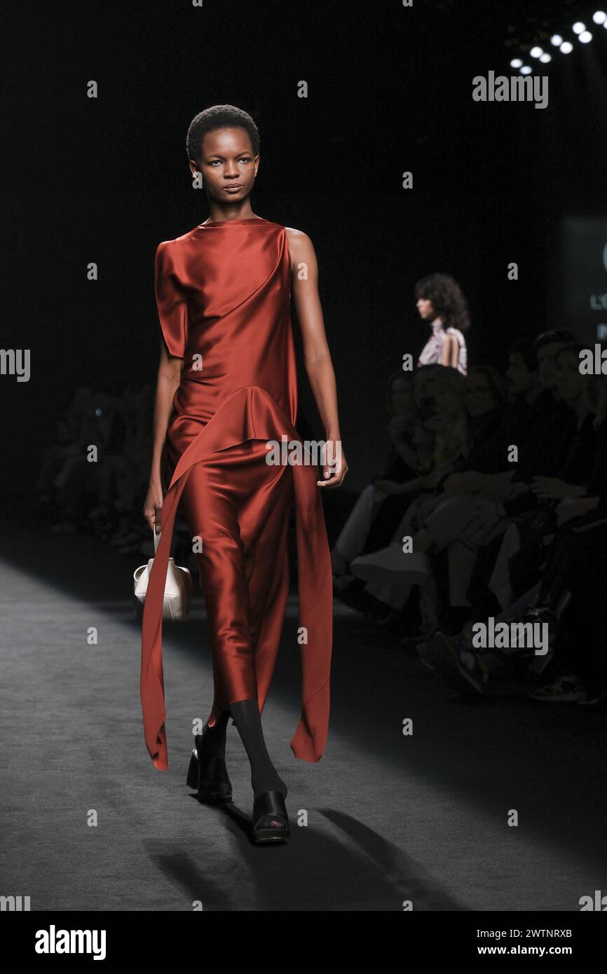 parades with ROBERTO TORRETTA design during Mercedes Benz Fashion Week ...