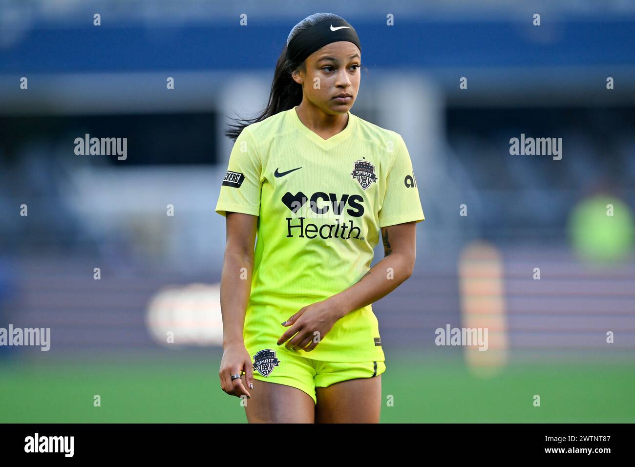 Washington Spirit midfielder Croix Bethune (7) looks on during an NWSL ...