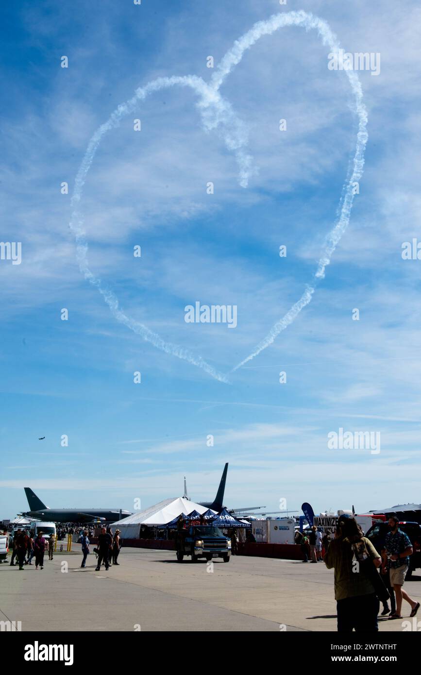 Aircraft perform aerobatic maneuvers during the Travis Air Force Base ...