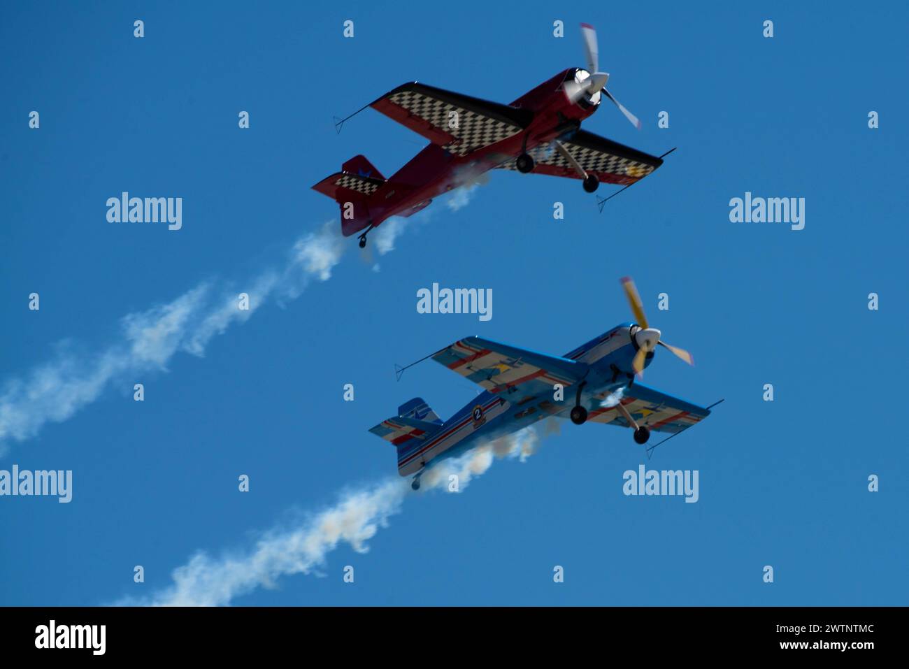 The Sukhoi West Demo Team performs aerobatic maneuvers during the ...