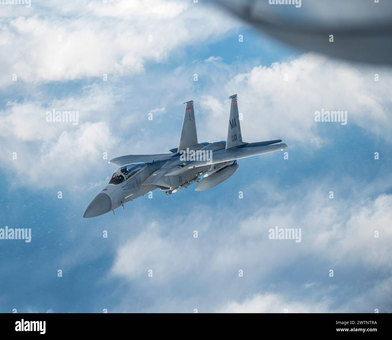 A NORAD F-15C aircraft from the Massachusetts Air National Guard’s ...