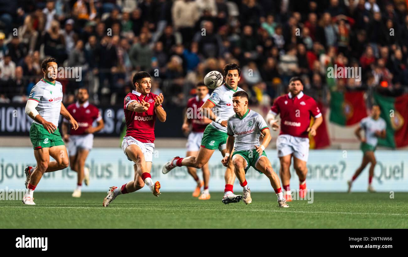 Luka MATKAVA of Georgia and Hugo CAMACHO of Portugal during the Rugby ...