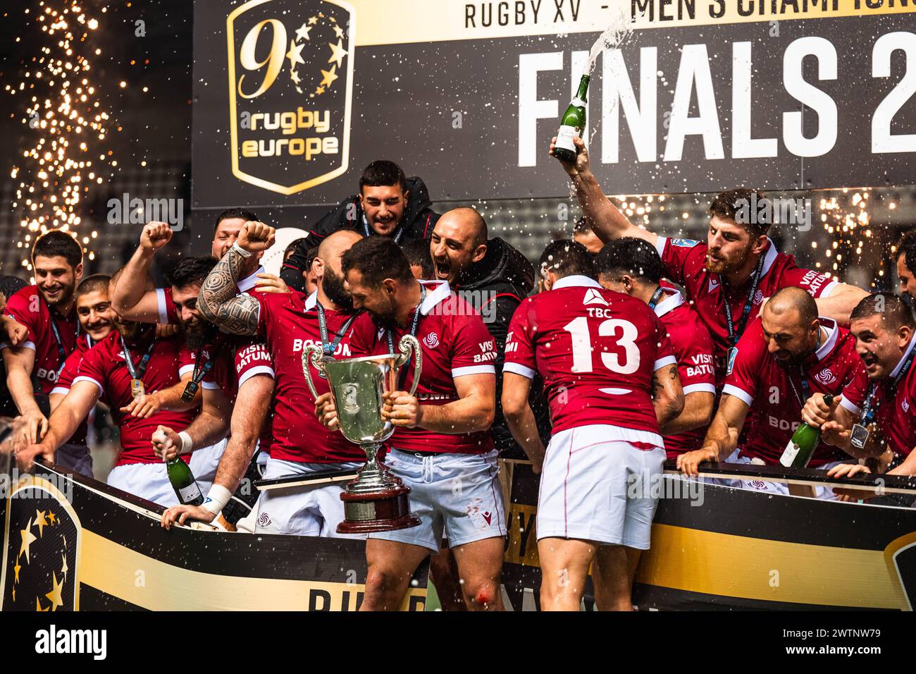 Georgia's team celebrating their win during the Rugby Europe ...