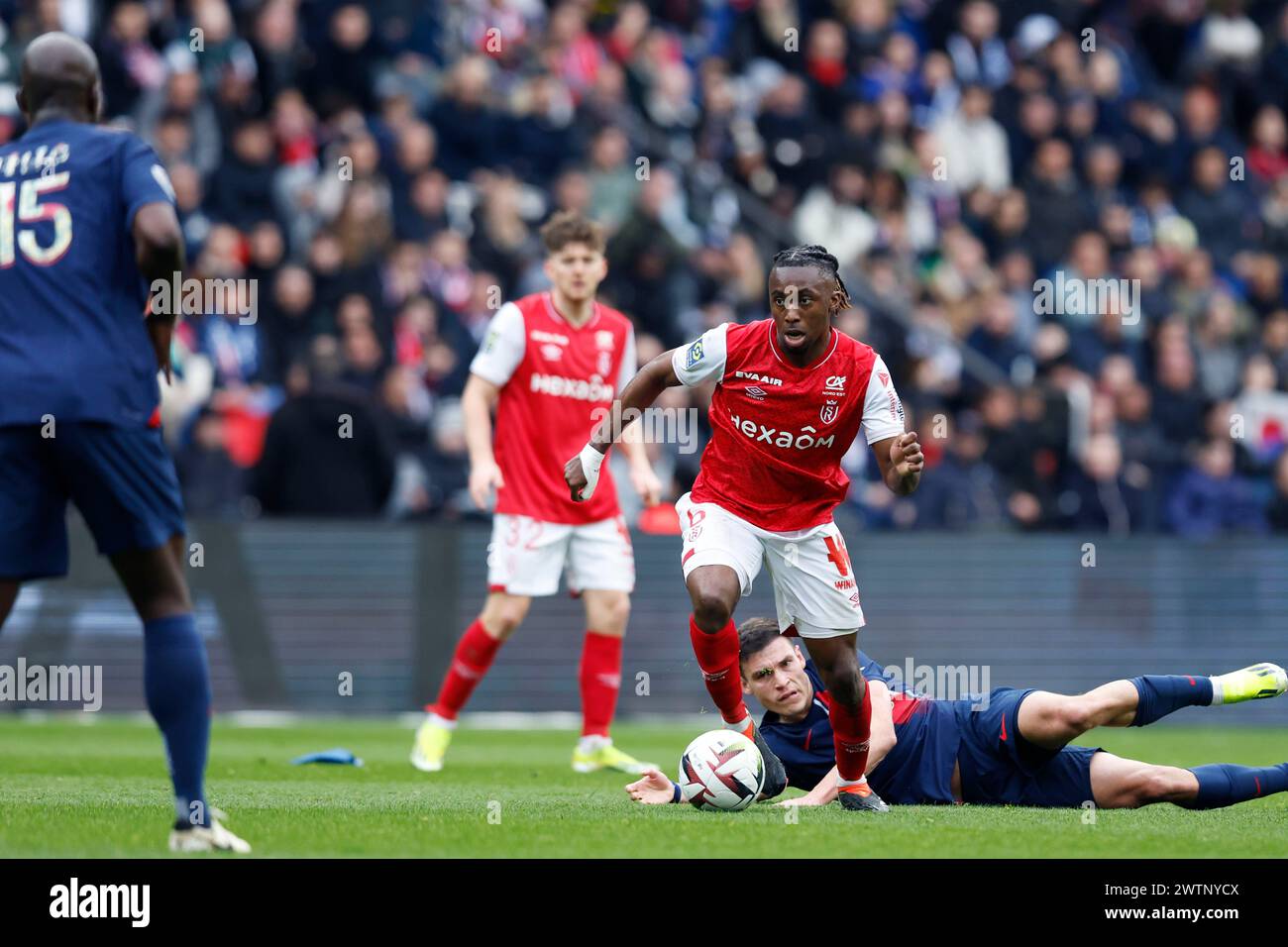 Paris, France. Credit: D. 10th Mar, 2024. Valentin Atangana Edoa (Reims ...