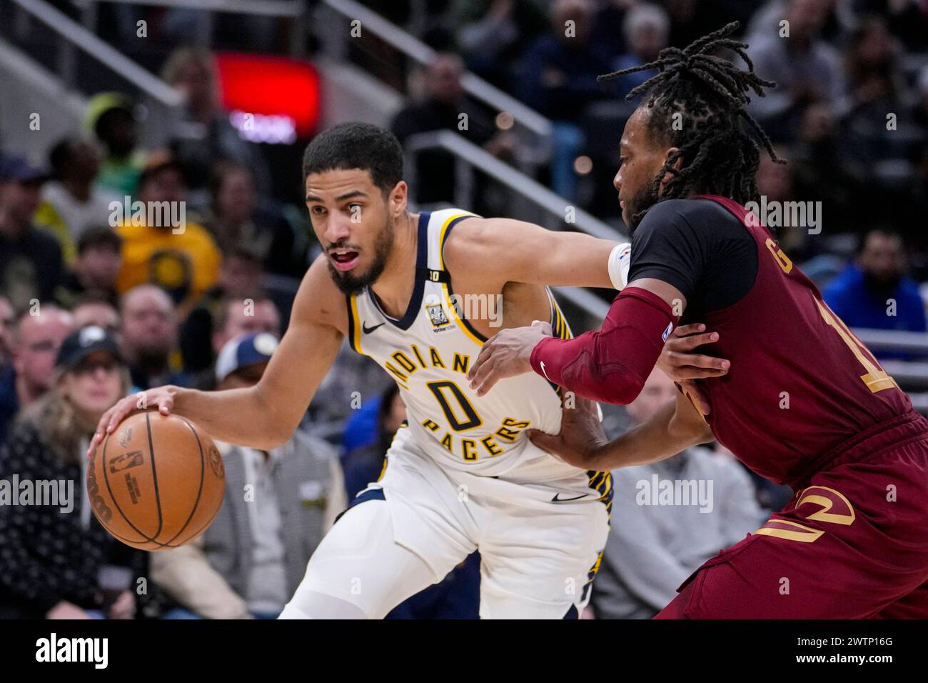 Indiana Pacers guard Tyrese Haliburton (0) drives on Cleveland ...